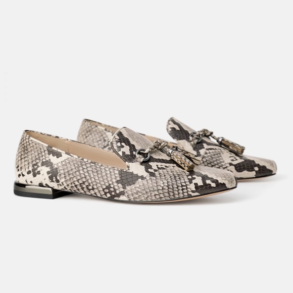 Zara | Shoes | Zara Snake Print Tasseled Loafers | Poshmark